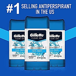 Gillette Antiperspirant Deodorant for Men, Cool Wave Scent, Clear Gel, 3.8 Oz (Pack of 3)
