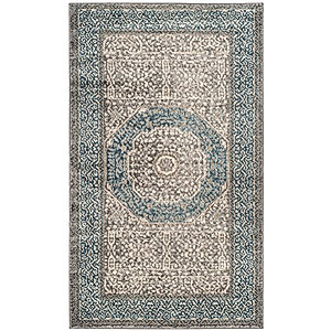 SAFAVIEH Sofia Collection 2'6" x 4' Light Grey/Blue SOF365A Vintage Oriental Distressed Non-Shedding Living Room Bedroom Accent Rug