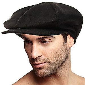 Men's 100% Winter Wool Super Oversized Newsboy Drivers Cabby Cap Hat XL Black
