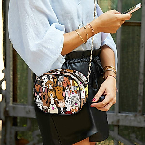 ALAZA PU Leather Small Crossbody Bag Purse Wallet Cute Doodle Dog Print Animal Cell Phone Bags with Adjustable Chain Strap & Multi Pocket