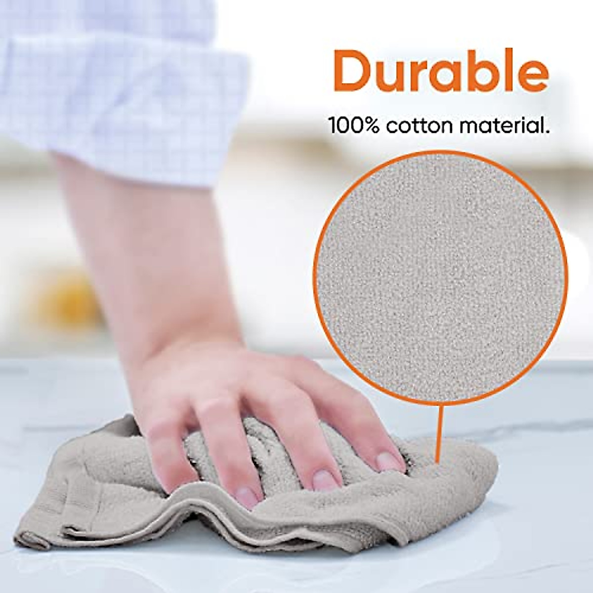 Superio Cotton Terry Washcloths Grey Towels 100% Cotton Cleaning Cloth 16" Rags Wash Clothes for Body and Face, Spa Towels, Multi Purpose (12 Pack)