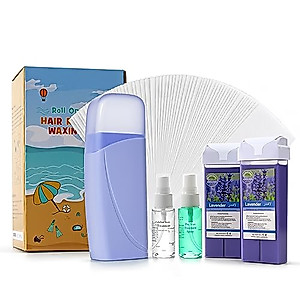Roll On Wax, Waxing Kit Roll On, Roll On Wax Kit, Waxing kit for Women Hair Removal, Beth lee Soft Lavender Wax Roller Cartridge Refill & 100 pcs Wax Strips Wax Kit for Roll On Wax Warmer Suitable for Arms,Legs