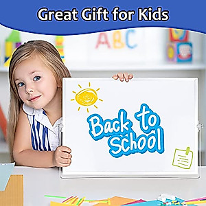 Dry Erase White Board - 12''x16'' Magnetic Desktop Whiteboard with Stand, 8 Markers, 4 Magnets, 1 Eraser - Portable Double-Sided White Board Easel for Kids Ages 3+/Drawing/to Do List/Wall/Desk/School