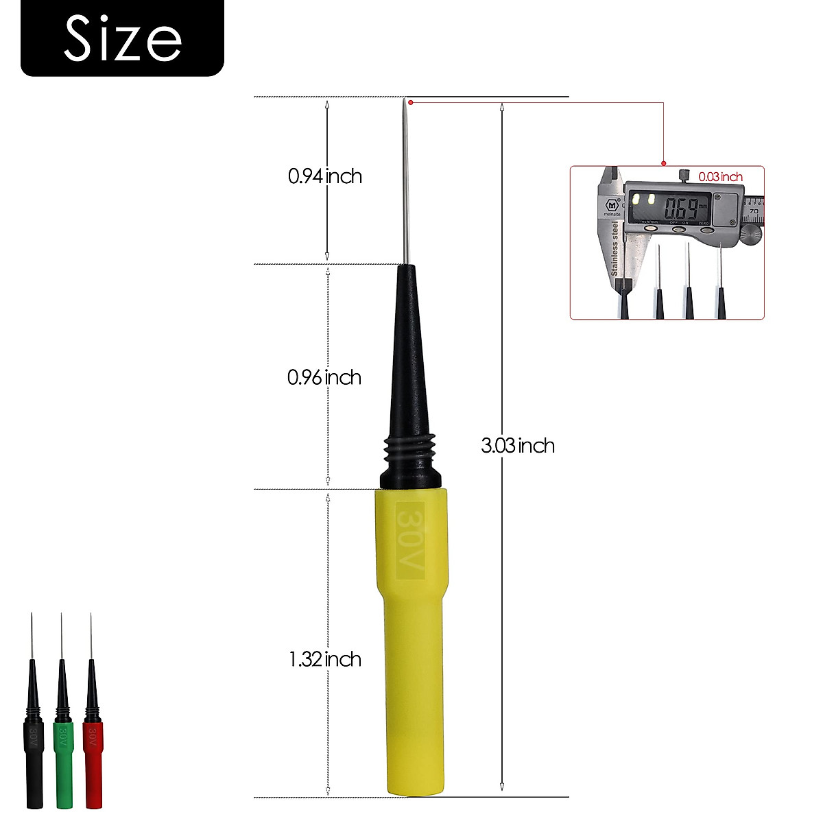 BOCEUC Piercing Clip Test Probe, 0.7mm Test Probe Pins, Non-Destructive Insulation Wire Piercing Needle, Piercing Probes Set for Banana Socket Plug Car Tester (4 Pcs)