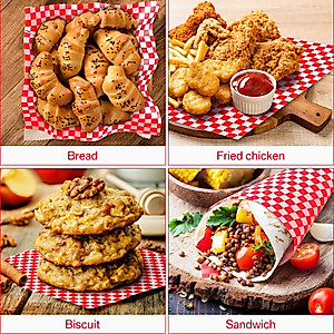 5000 Sheets Sandwich Wrap Sheet 12 x 12 Inch Wax Paper Bulk Fast Food Basket Liners Disposable Parchment Paper Grease Resistant Paper for Party Restaurant Wrapping Bread Fries (Red, White)