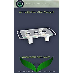 NewlineNY Chrome Plated Glass Dish Warmer, Rectangular Glass-Top 3 Holes Tea Light Votive Candle Gourmet Food Warmer