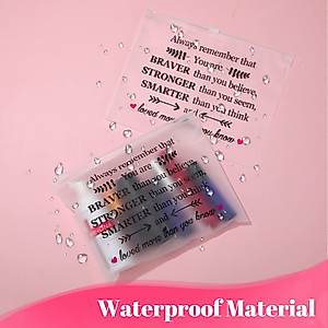 Reginary 50 Pcs Inspirational Gifts Bulk for Women Cosmetic Bag EVA You Are Braver Awesome Makeup Bag Mini Toiletry Packet with Zipper Encouragement Birthday Graduation Gift(You Are Braver)