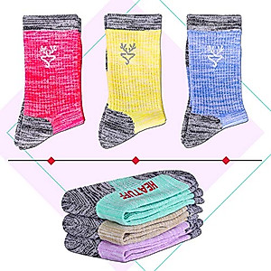 Heatuff Womens 6 Pack Hiking Crew Socks Performance Athletic Cushion Outdoor Trekking Sock
