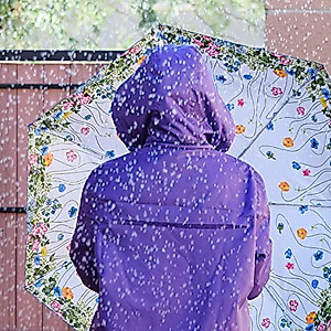 totes InBrella Reverse Closing Folding Umbrella – Inverted Closure Compact Umbrella – Portable, Windproof Rain-resistant Travel Umbrella with Recycled Canopy, Automatic Open and Close, Flower Garden