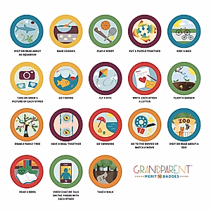 GRANDPARENT MERIT BADGES Kit First Edition - Best Gift idea! Fun with Grandkids Using This Keepsake Activity Journal. 18 Activity Journal Pages,Merit Badge Stickers and Certificate of Merit