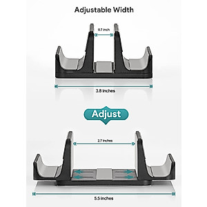 JARLINK Vertical Laptop Stand Holder, Upgraded 1 in 2 Aluminum Laptop Stand for Desk with Adjustable Dock Size (up to 17.3 inches), Fits All MacBook/Surface/Gaming Laptops, Black