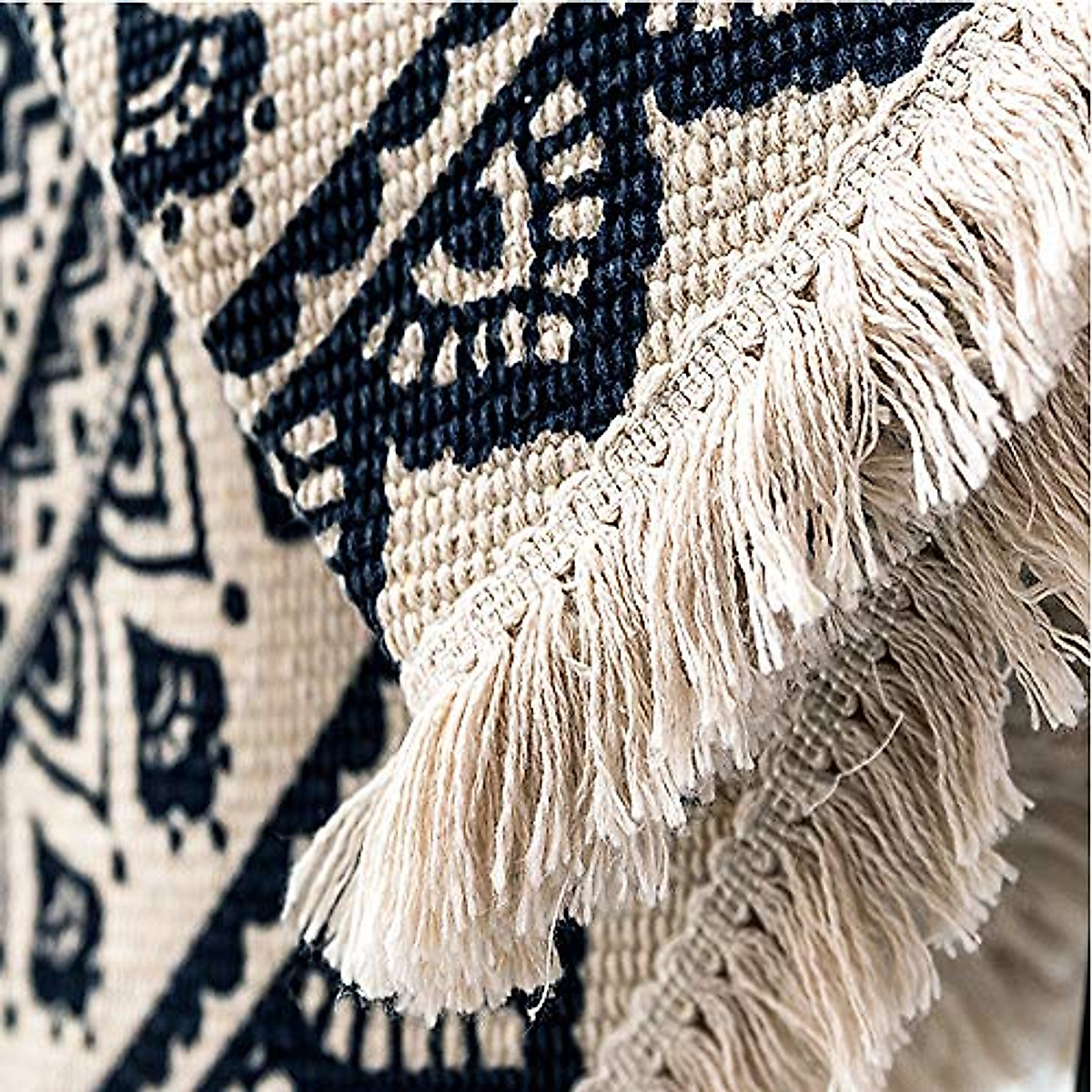 Poowe Round Cotton Rug Woven Tassel Throw Rug Washable Area Rug for Living Room Bedroom Kitchen Bathroom (Vintage)