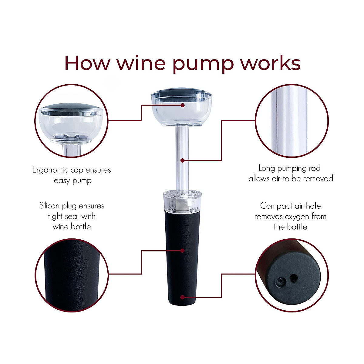 TenTen Labs Wine Aerator Pourer and Wine Pump Modern (2-pack) - Wine Stopper and Wine Saver - Modern Aerating Spout and Vacuum Stopper - Gift Box Included