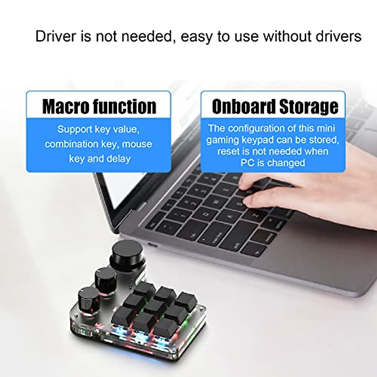 FOTABPYTI Custom Mini Keyboard Mini Gaming Keyboard Switches Interchangeable 3 Buttons 1200mAh Programmable for PC (Black)