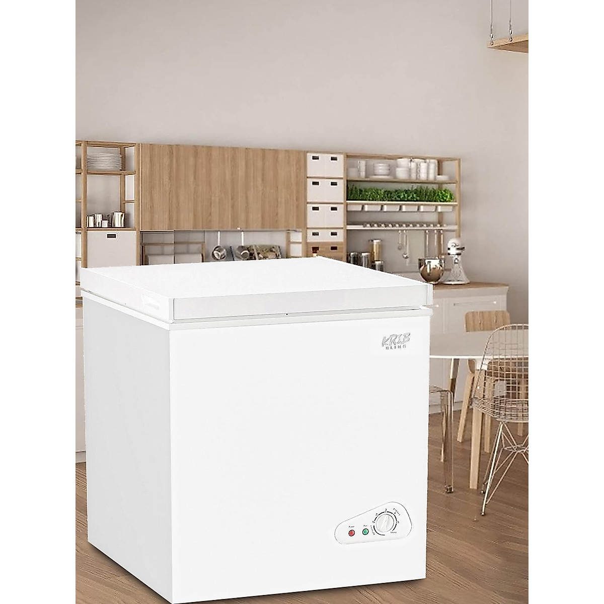 KRIB BLING 7.0 Cu.Ft Chest Freezer Compact Mini Deep Freezer with Top Open Door 7 Gears Temperature Control with Removable Storage Basket White