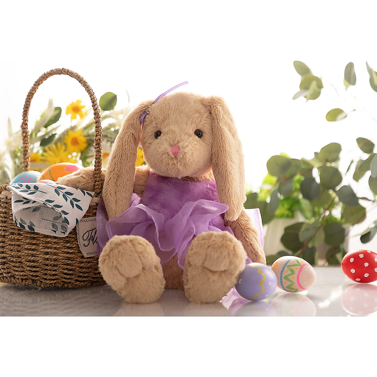 HollyHOME Ballet Bunny Stuffed Animal Plush Rabbit in Gauzy Dress Cute Easter Bunny Doll for Kids 21 inch Purple