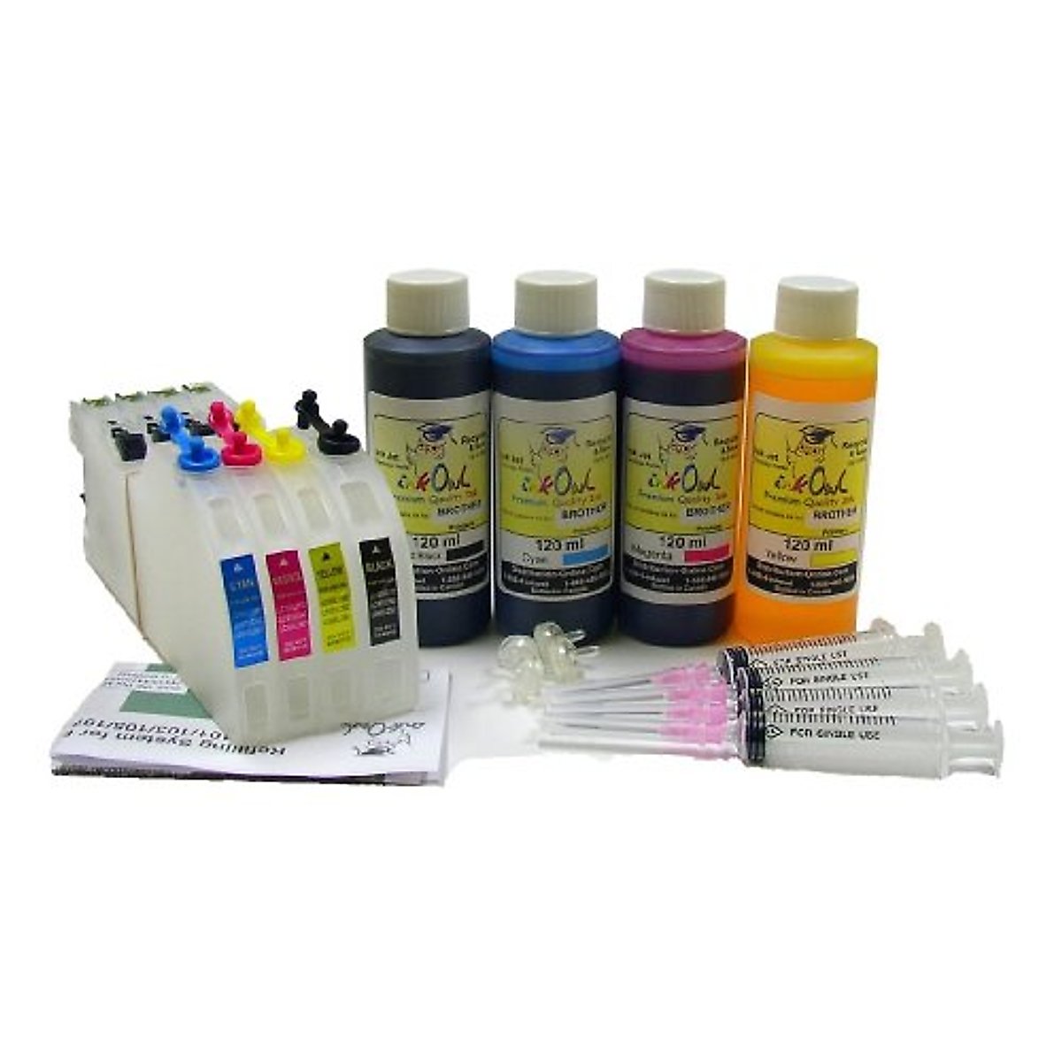 InkOwl Extra-Large Refillable Cartridge Replacement for Brother MFC-J285DW MFC-J450DW MFC-J470DW MFC-J475DW MFC-J650DW MFC-J870DW MFC-J875DW MFC-J6520DW MFC-J6720DW MFC-J6920DW + 4x120ml Ink