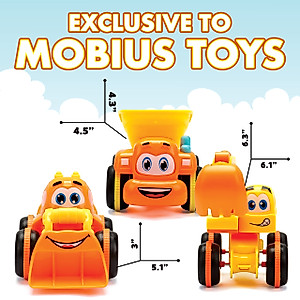 Toys for 3 Year Old Boy - 3 Friction Powered Trucks for 3+ Year Old Boys, Playmat & 16 Accessories, Push & Go Cars Cartoon Construction Vehicle Set - Toddler Boys Toys & Toy Trucks, Toddler Toys