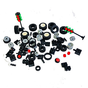 Wheels and Axles,Traffic Light ,Tires Bulk Lot - Building Bricks Block Education Wheels Set Toy Compatile with Major Brands, 52 pcs, over 6 years old
