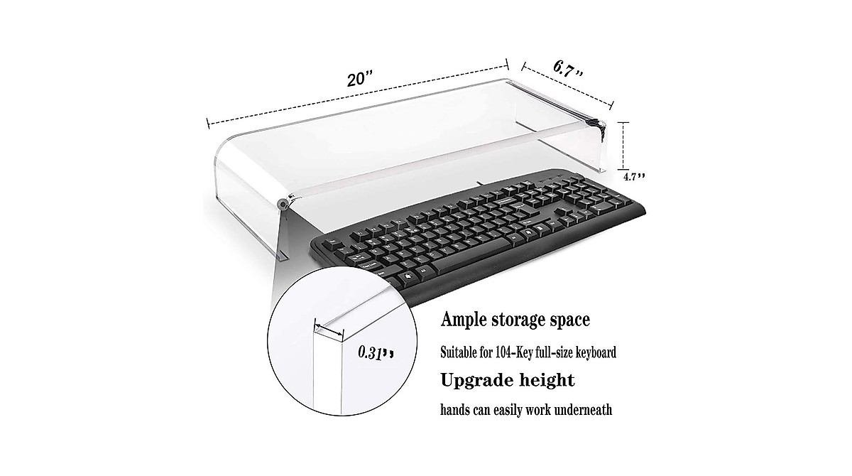 Clear Acrylic Keyboard Cover & Monitor Stand - Anti-Cat Protection