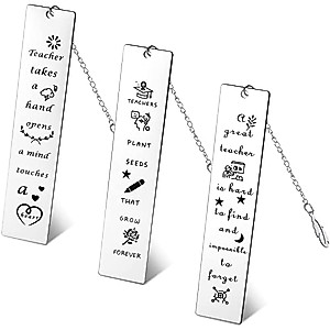 3 Pcs Bookmarks for Book Lovers Teacher Bookmark with Chain Graduation Appreciation Thank You Gifts for Teacher Gifts for Women Men Back to School End of Year Christmas Gift from Student(Star Style)
