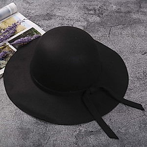 LXXIASHI Toddler Baby Girls Bow Wide Brim Felt Bowler Hat Photography Prop Bucket Hat Beach Sun Protect Caps 2-8T (Bowknot - Black (New), 2-8 Years)