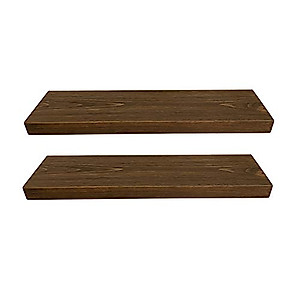 Joel's Antiques & Reclaimed Decor 2" x 8" Rustic/Contemporary, Mountable Floating Shelf (Medium Brown, 24" Set of Two)