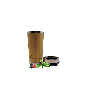 Greenlively Organic Bamboo Stainless Steel Bottle Detachable Tea Filter Eco Friendly-Vegan-Organic-Leak Proof-Non Slip Lid- Travel Thermos-Insulated Thermos-BPA Free And Phalate Free-15.2 oz