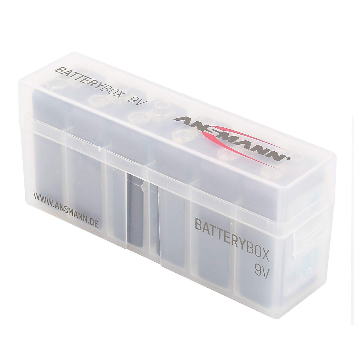 Ansmann Rechargeable 9V Battery 300mAh pre-Charged Low Self Discharge 9Volt NiMH Rechargeable Battery (6-Pack) + Batterybox for 9V