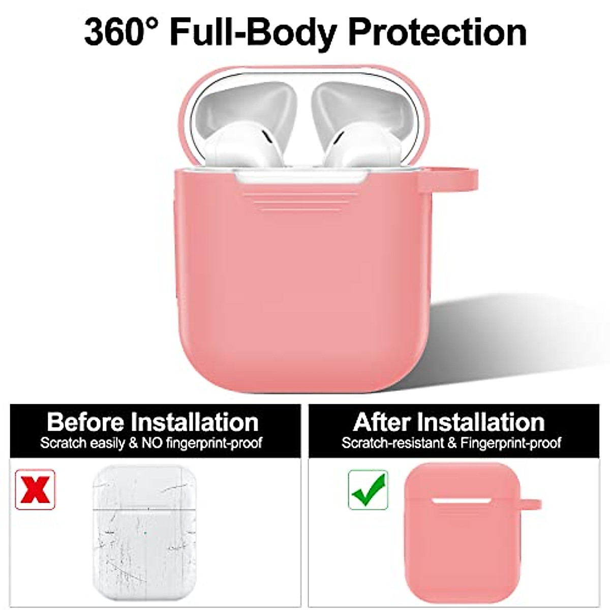 Kurdene Compatible AirPods Case Cover Silicone Protective for Apple Airpod Case 2nd &1st Generation (2 Pack)