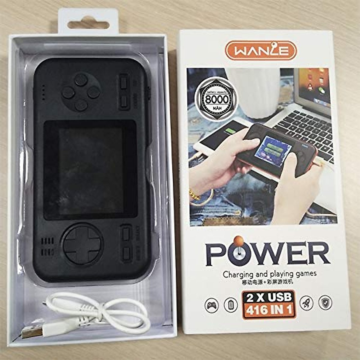 Generic Brands Portable Handheld Game Console and Power Bank, Retro Game Console with Built in Games 416, Classic Video Game Console for Kids Adult