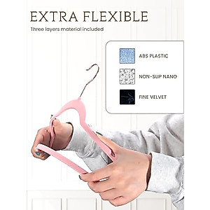 Smartor Pink Velvet Hangers - 50 Pack, Felt Hangers Non Slip Rose Gold Velvet Hangers, Heavy Duty Felt Hanger Flocked Hangers as Coat Hangers, Suit Hangers - Heavy Duty Clothes Hangers Velvet - Pink