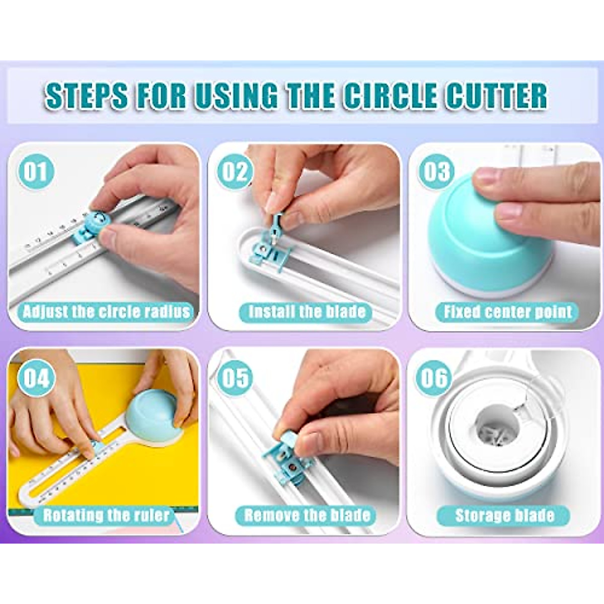 MyLifeUNIT Circle Cutter, Circular Rotary Cutter for Paper Crafts Scrapbooking (Included 6 Blades)