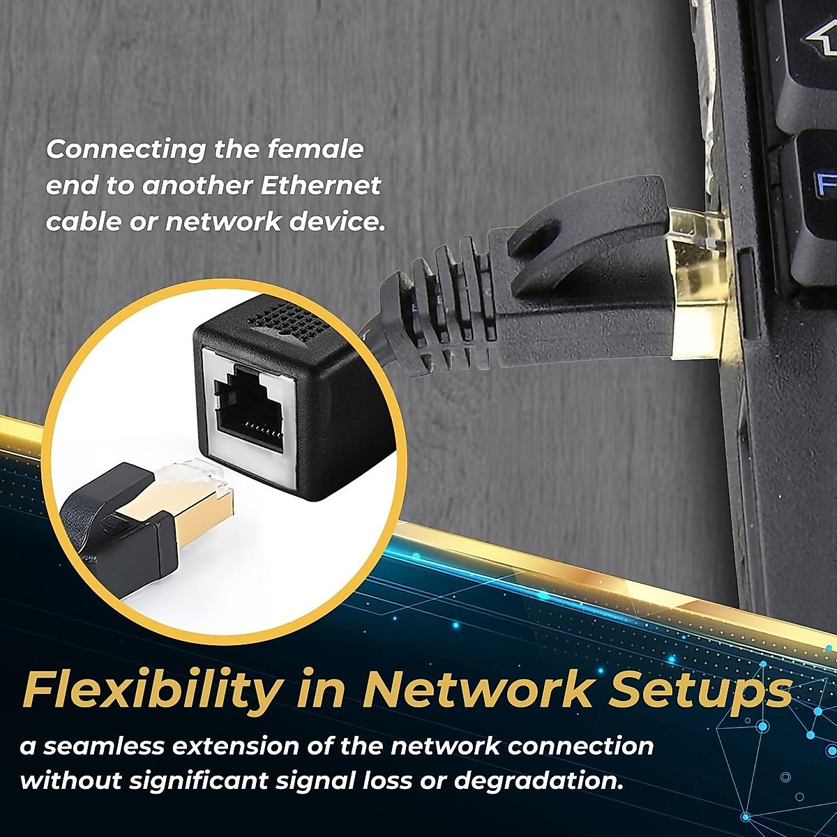 TNP Ethernet Cable Extension Extender (10FT) - Cat7 Cat6 Cat5e Cat5 LAN RJ45 Female to Male Network Wiring Connector Plug Patch Wire - Ethernet Cord Extender for Router Modem Smart TV Computer Laptop