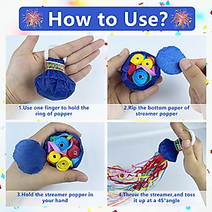 16 Pack Colorful Streamers Poppers Party Poppers Hand Throw Streamers for Birthday Wedding Graduation Engagement Retirement Party Supplies