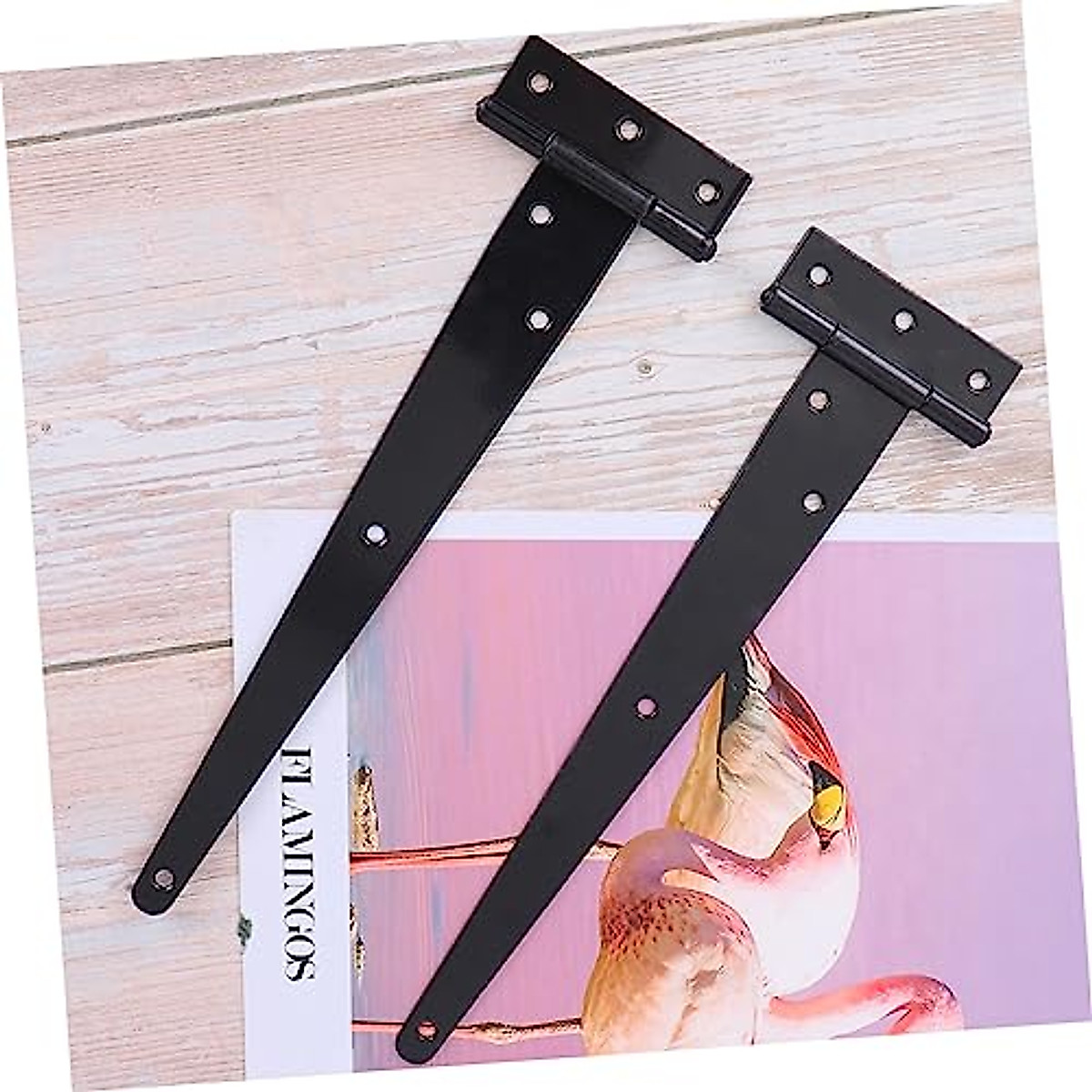 Housoutil 4pcs 10 Cabinet Hinges Black T Shape Hinges Heavy Duty Black Gate Hinges for Metal Black Gate Hinges for Wooden Fences Heavy Duty Barn Door Gate Spring Door Hinges Strap Hinges