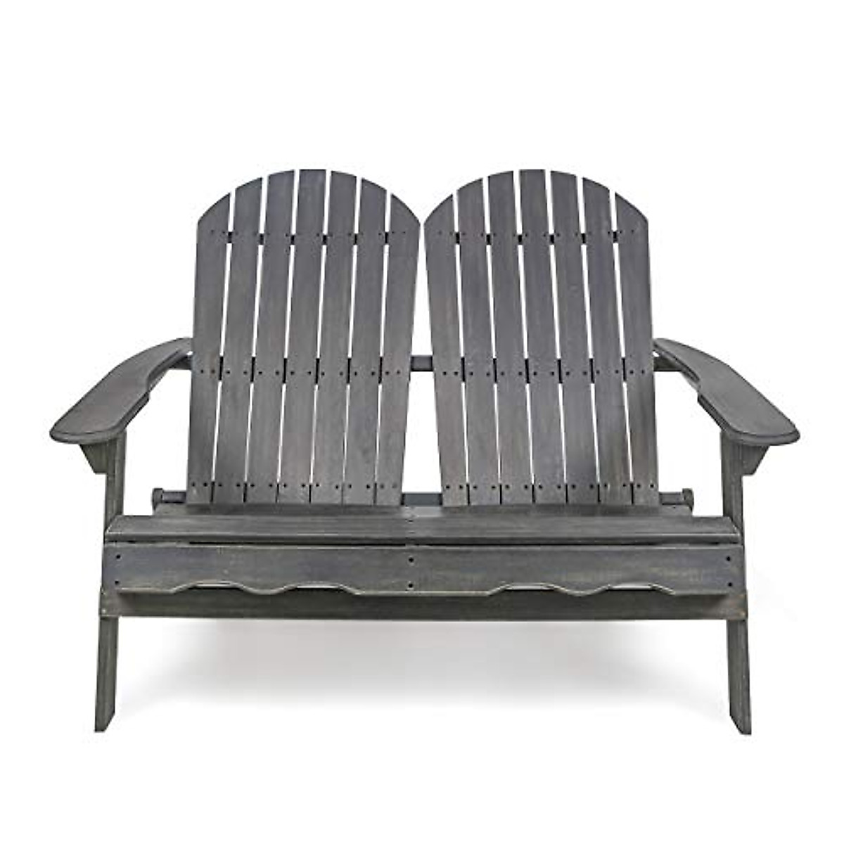 Christopher Knight Home Great Deal Furniture Muriel Outdoor Dark Grey Finish Acacia Wood Adirondack Loveseat