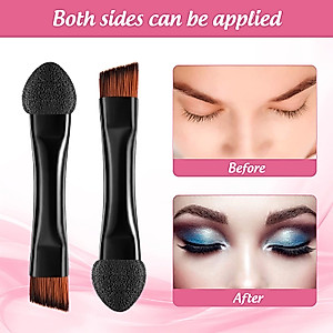 Lurrose Double Sided Eye Shadow Sponge Applicator Eye Brow Make Up Brush Portable Makeup Tool 20pcs (Black)