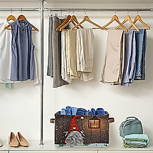 STAYTOP 1PCS Christmas Large Storage Basket,Traditional Christmas Gnome Santa Claus Collapsible Toy Storage Box Waterproof Laundry Basket with Handle for Home Closets, Offices, Bedrooms, B06D20006