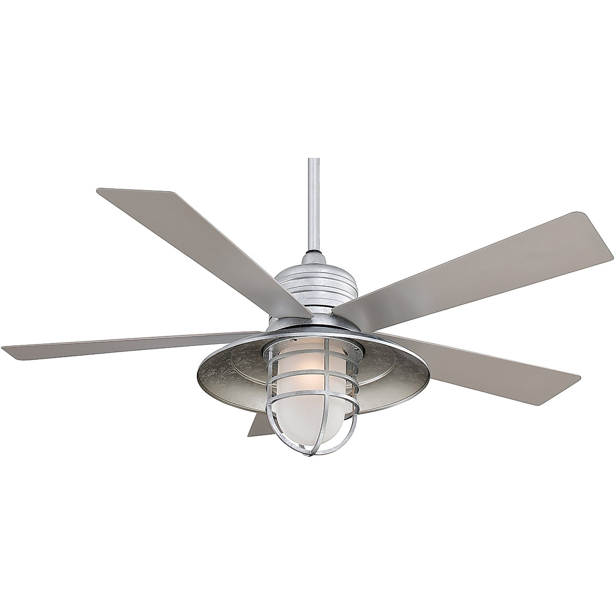 Minka-Aire F582-GL Rainman 54 Inch Outdoor Ceiling Fan with Integrated Caged Light in Galvanized Finish