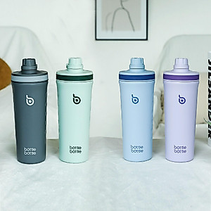 BOTTLE BOTTLE 26 oz Insulated Shaker Bottle Stainless Steel Water Bottle with Wire Whisk, Reusable Protein Shaker Gym Water Cup Grey