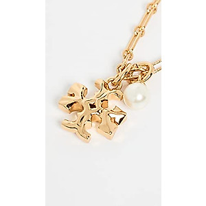 Tory Burch Women's Thin Roxanne Pendant Necklace, Tory Gold/Cream, One Size