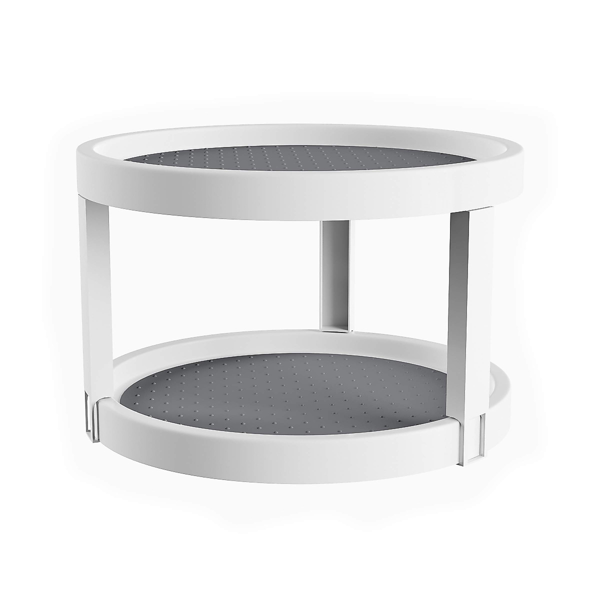 Lazy Susan – 9.75 Inch Diameter Plastic Round Two Tier Turntable Kitchen, Pantry and Vanity Organizer and Display with Non-Skid Liner by Lavish Home