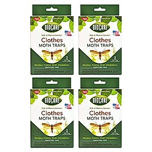 Willert Enoz BioCare Moth Trap - Closet Moth Traps - Pack of 4 (8 Traps Total) with Pheromone Lures - Effective Moth Traps for House, Safely Attracts and Kills Clothes Moths