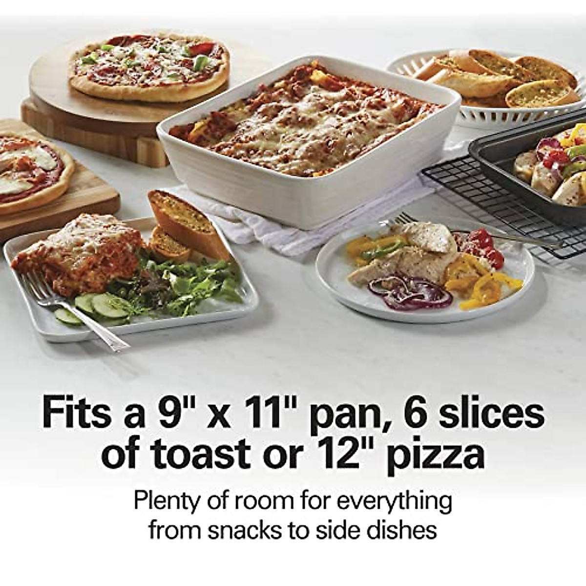 Hamilton Beach 6-Slice Countertop Toaster Oven with Easy Reach Roll-Top Door, Bake Pan, Silver (31127D)