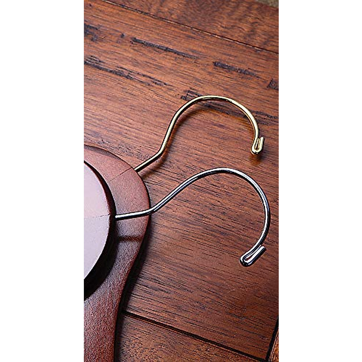 Wooden Suit Hangers with Walnut Finish and Velvet Non-Slip Bar, Space Saving Flat Hanger with Chrome Swivel Hook & Notches (Set of 100) by The Great American Hanger Company