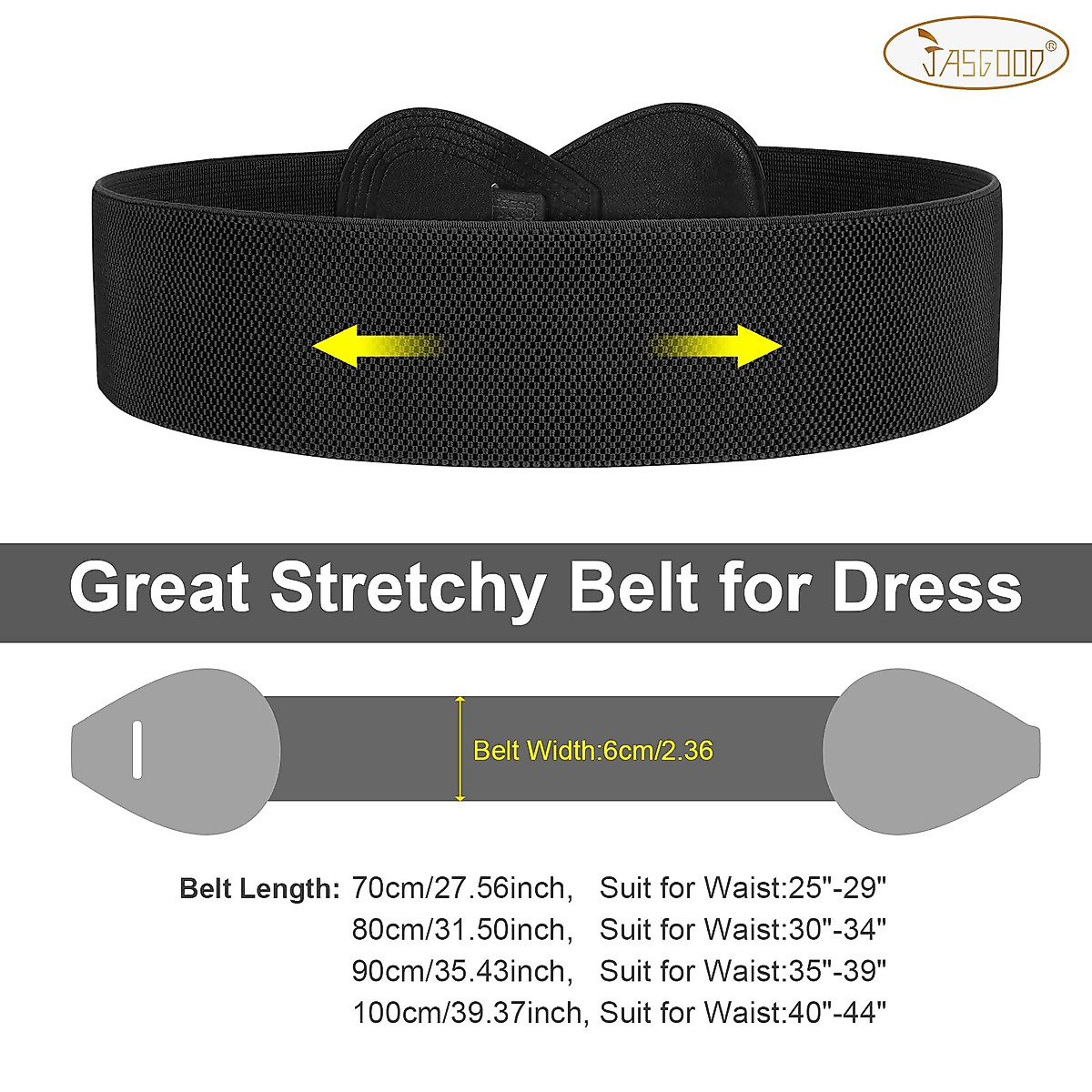 JASGOOD Women Stretchy Belt for Dresses Vintage Elastic Wide Waist Belt, D-Black+White+Brown