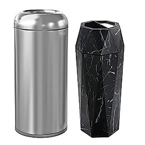BEAMNOVA Bundle Metallic 15 x 31.5 in + Black Marbling 12 * 28 in Commercial Stainless Steel Trash Can Outdoor Indoor Garbage Enclosure with Lid Inside Barrel Heavy Duty Industrial Waste Container