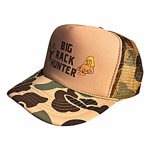 Big Rack Hunter Trucker Hat, Hunting Camo Ballcap with Breathable Mesh Back, Adjustable Strap, Funny Camouflage Snapback for Men