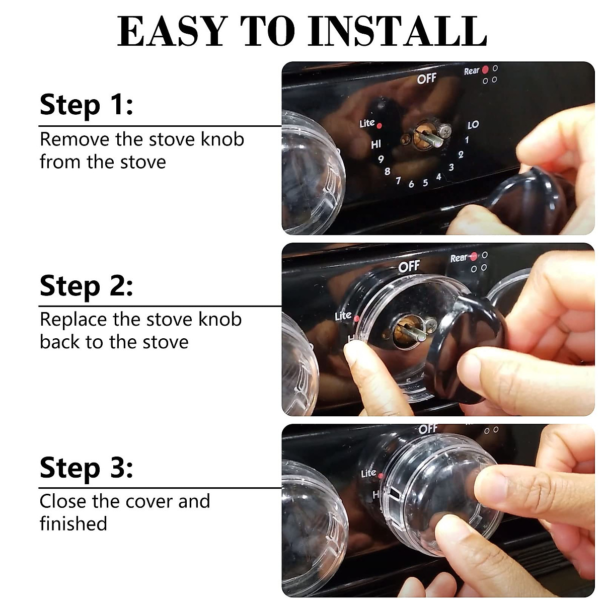 12 Pack Stove Knob Covers for Child Safety, Clear Gas Stove Knob Covers, Transparent Design Stove Guard with Lock for Childproof and Baby Stove Gas Knob Covers Gas Oven